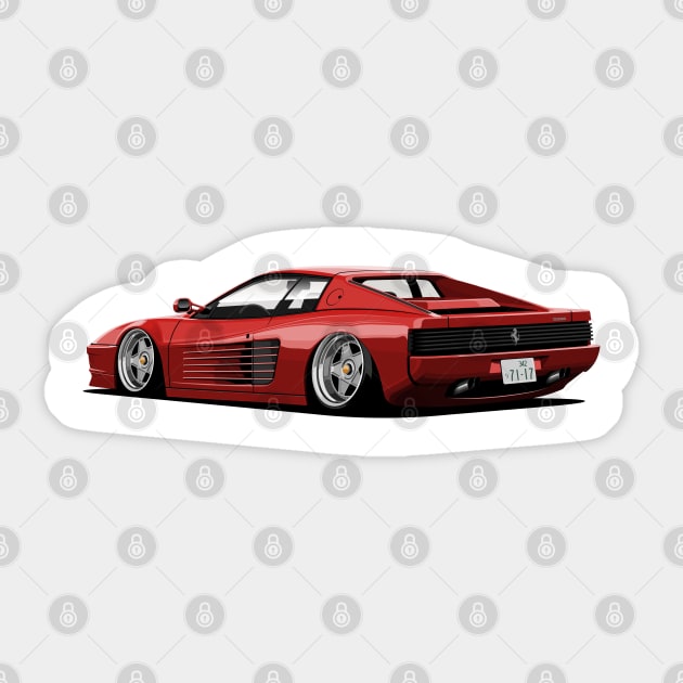 Stanced horse - Ferrari Testarossa - Sticker | TeePublic