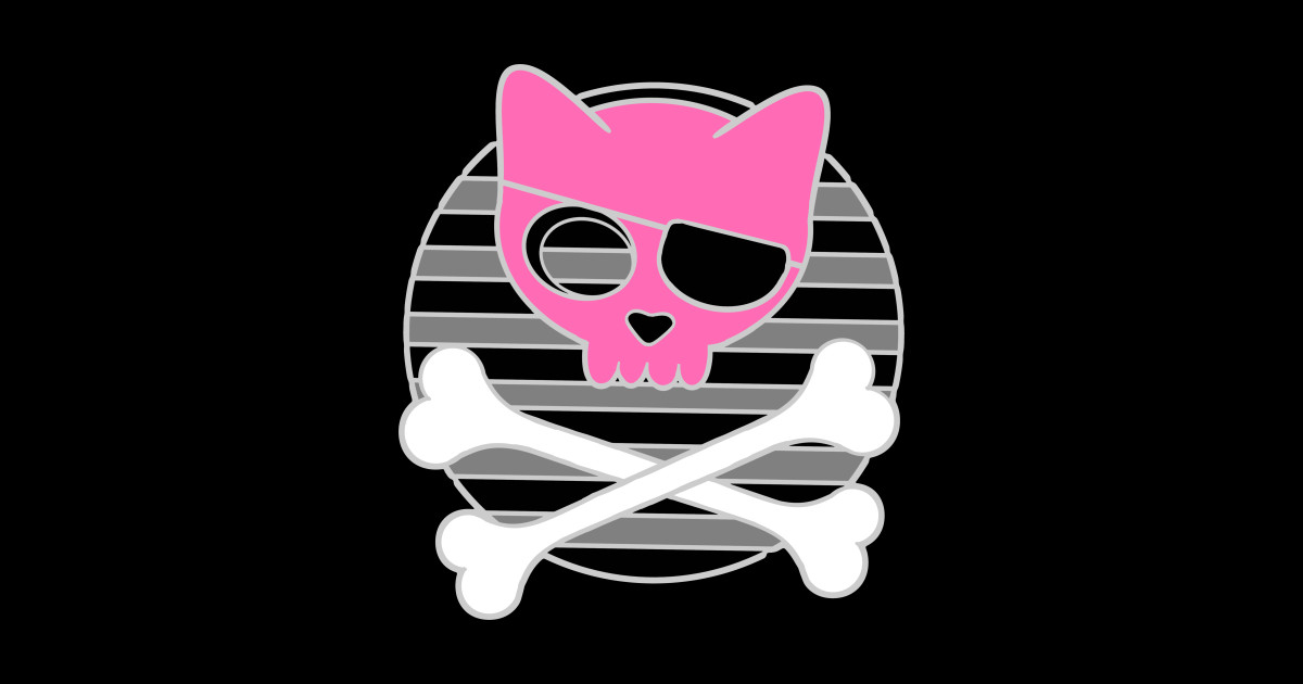 Goth Pirate Kitty Cat Skull and Crossbones - Goth Cat - Sticker | TeePublic