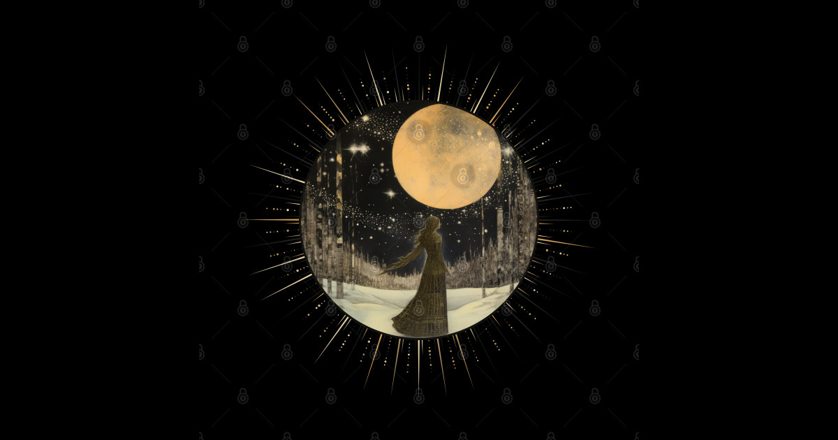 Ethereal Moon Goddess Design - Celestial Art - Winter Solstice ...