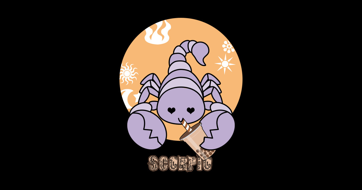 Chibi Inspired Scorpio Drinking Boba Milk Tea Zodiac Sign - Scorpio ...