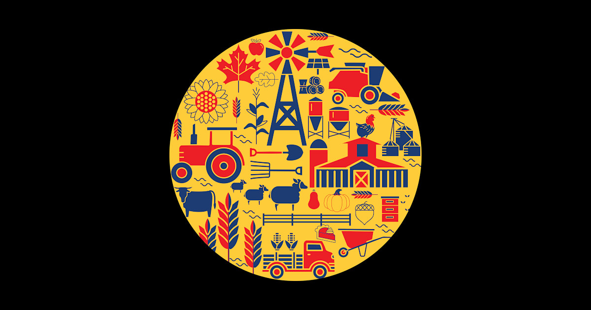 Fall Harvest farming circle design - Farming - Sticker | TeePublic