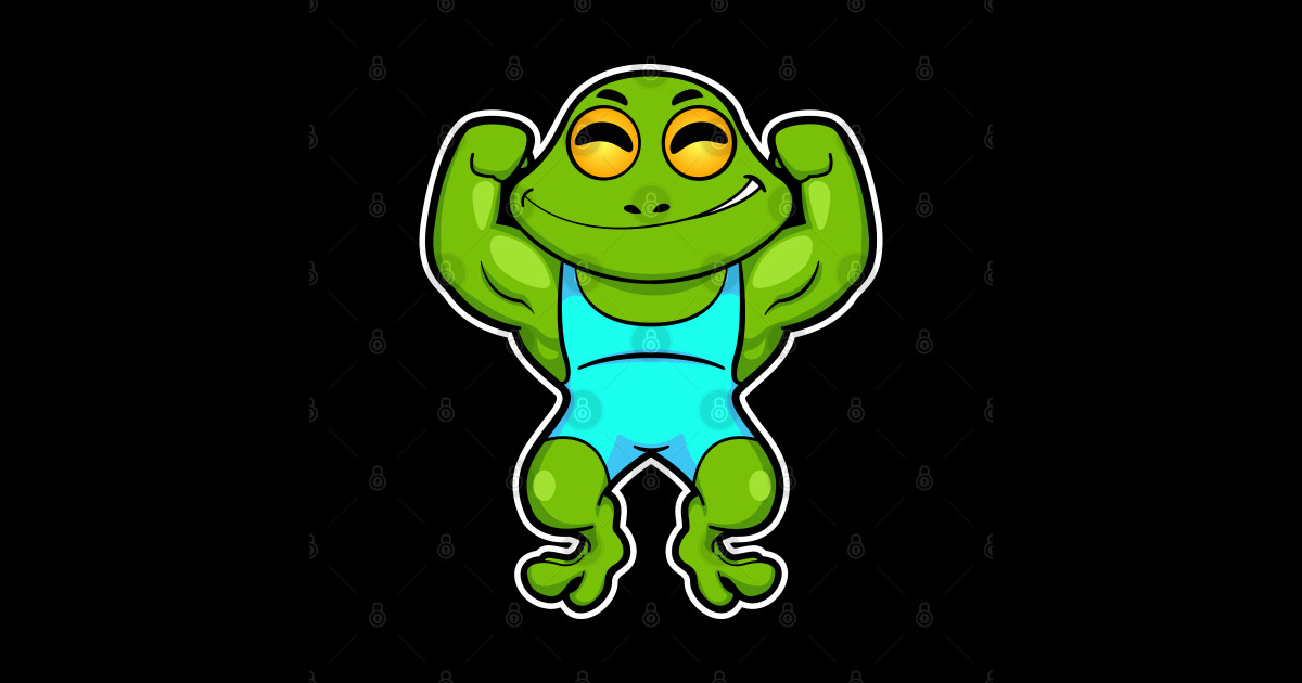 Frog as Bodybuilder at Bodybuilding - Sports - Sticker | TeePublic