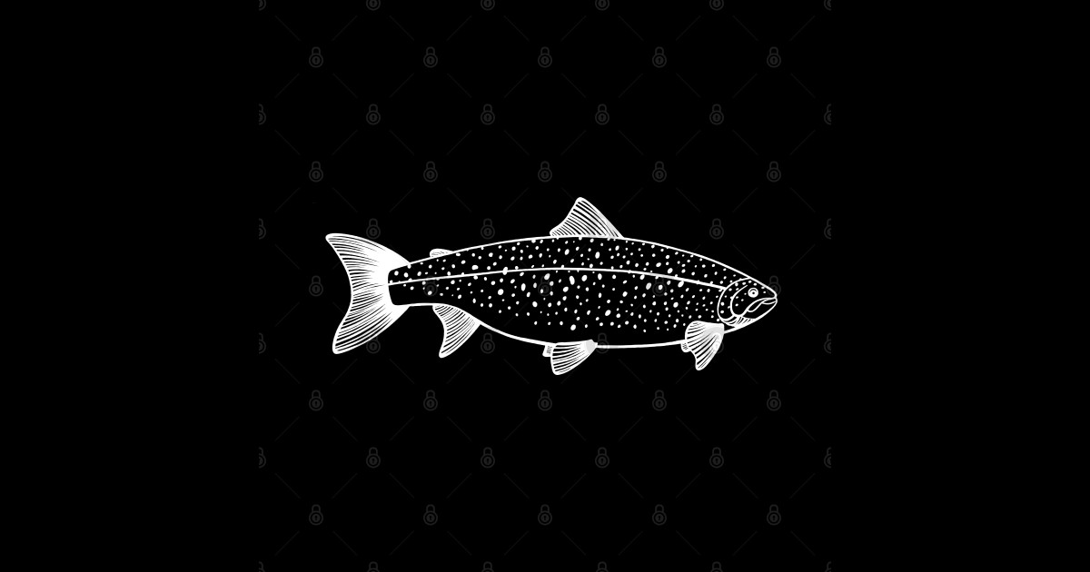 Landlocked Salmon detailed fish drawing - Salmon Fish - Sticker | TeePublic