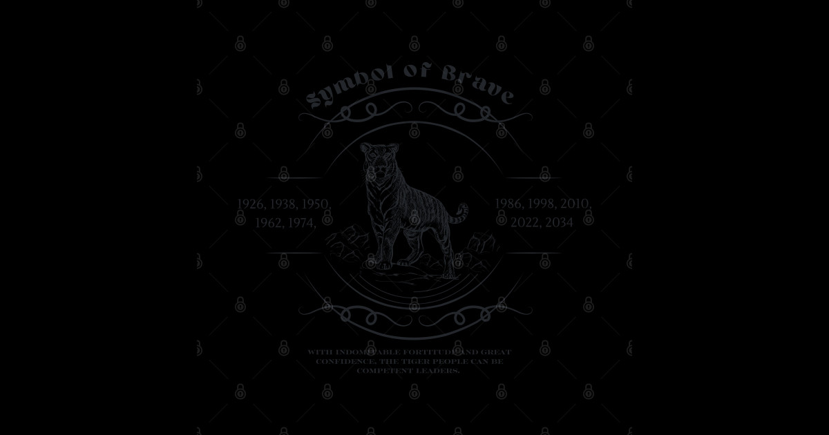 Symbol of Brave (black ink) - Chinese Zodiac Tiger - Sticker | TeePublic