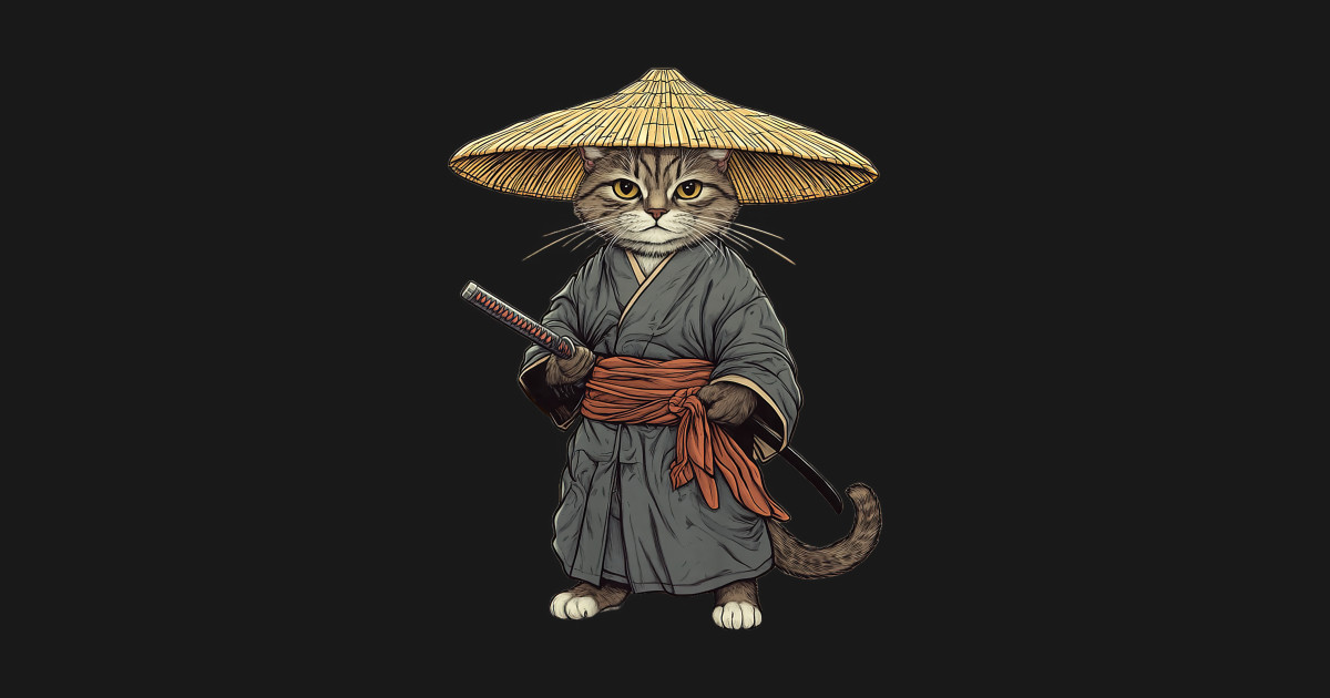 Cat Dressed As A Samurai - Cat - T-Shirt | TeePublic