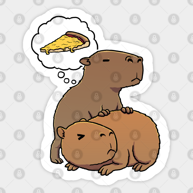 Capybara hungry for Cheese Pizza - Capybaras - Sticker | TeePublic
