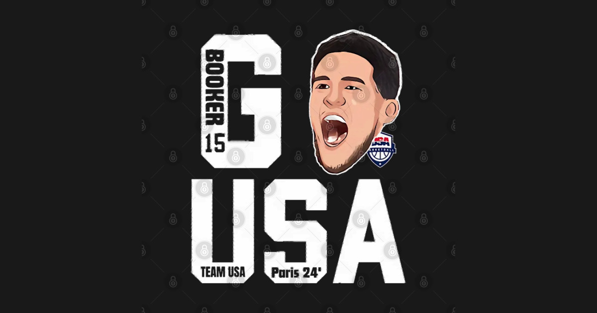 2024 Paris Team USA Devin Booker 15 Basketball cartoon - Devin Booker ...