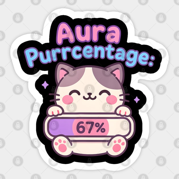 67 Cat Aura Energy At Six Seven Gen Z Alpha - Funny Cat Meme - Sticker ...