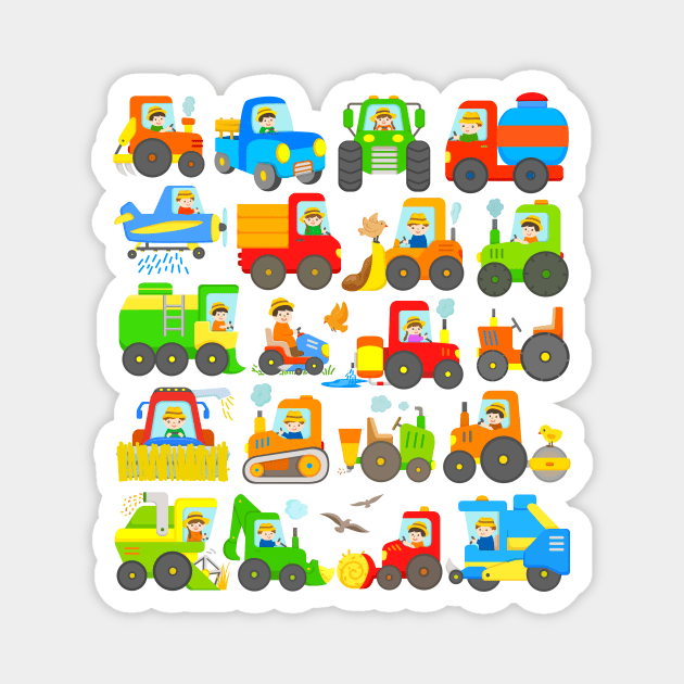 20 Tractors Farm Vehicles Harvester Digger Plow - Tractors - Magnet ...