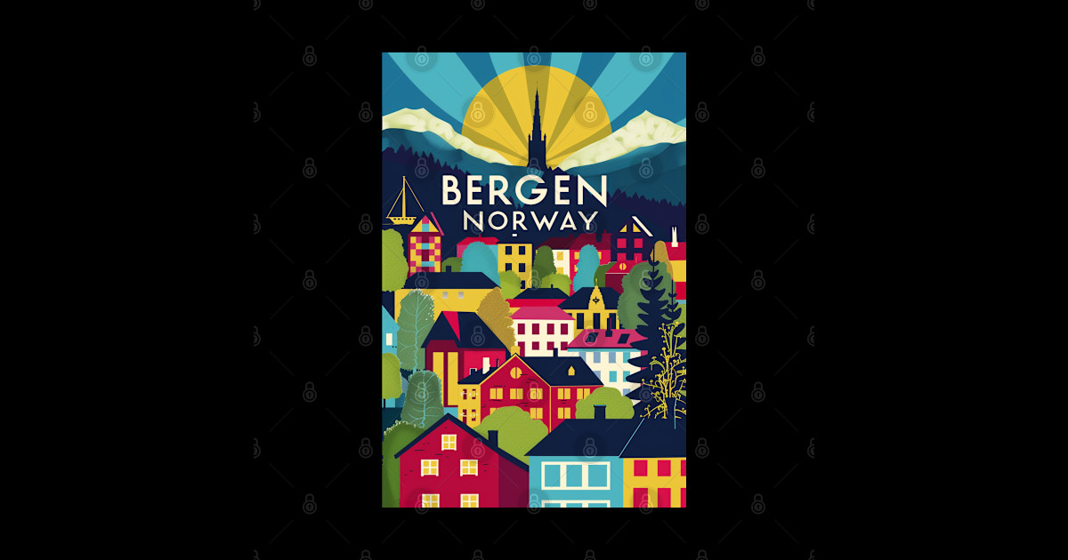 A Vintage Travel Illustration of Bergen - Norway - Bergen - Posters and ...