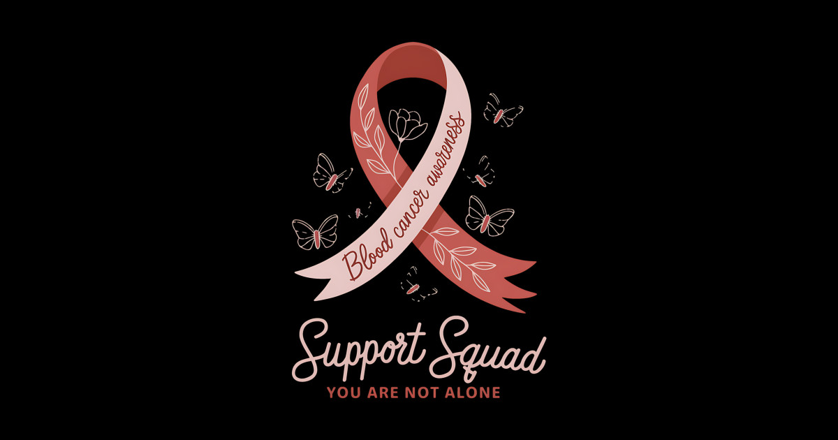 Support Squad Blood Cancer Awareness Red Ribbon Butterfly - Support ...