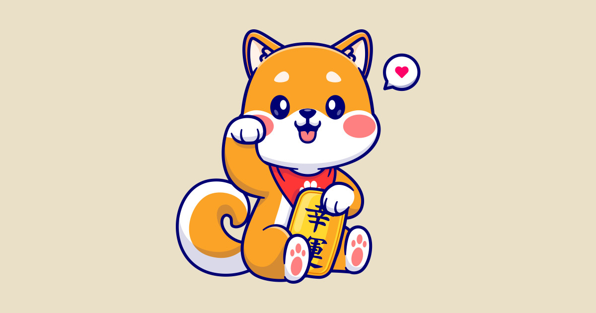 Cute Lucky Shiba Inu Holding Gold Coin Cartoon - Cute Lucky Shiba Inu ...