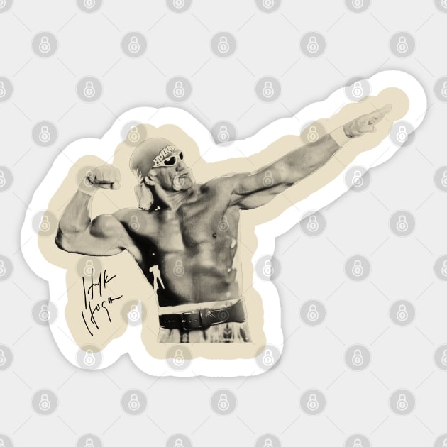 Hulk Hogan Signature Pose || Retro Dark - Hulk Hogan - Sticker | TeePublic