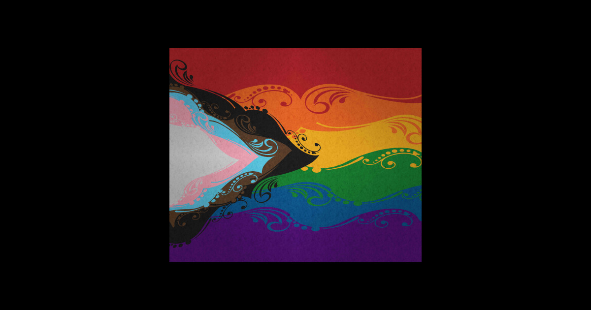 Fancy Swooped and Swirled Progressive Rainbow Pride Flag Background ...