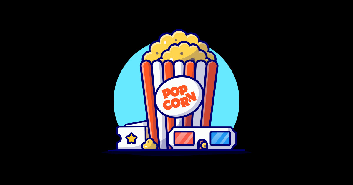Popcorn, 3D Glasses And Ticket Cartoon Vector Icon Illustration ...