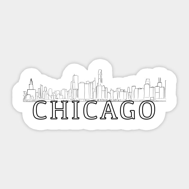 Line drawing of the Chicago Skyline - Chicago Skyline - Sticker | TeePublic