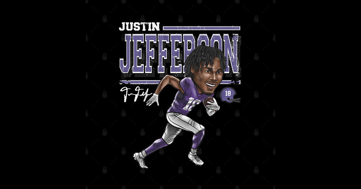 Justin Jefferson Minnesota Cartoon - Justin Jefferson - Sticker | TeePublic