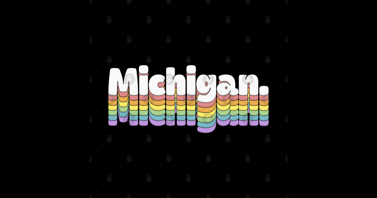 Michigan // Retro Typography Design - Michigan - Sticker | TeePublic