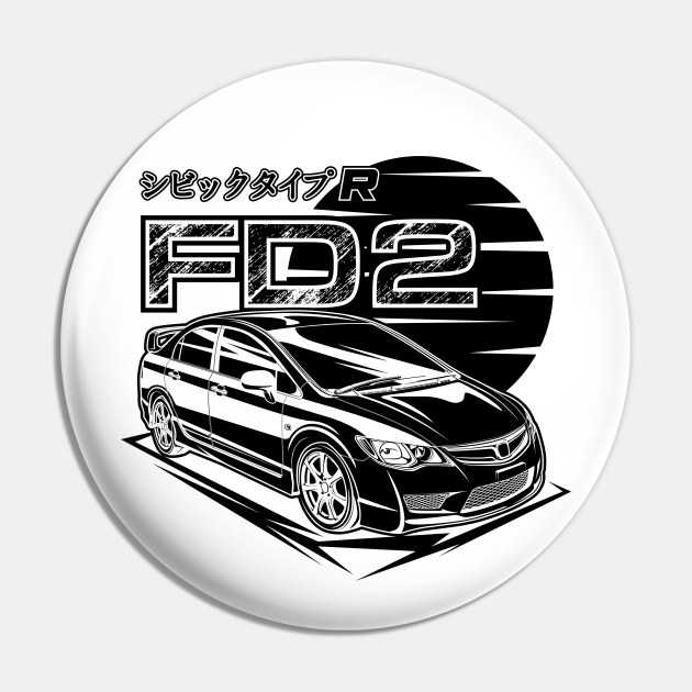 Civic FD2 Type R - Black Print - Civic Type R - Pin | TeePublic