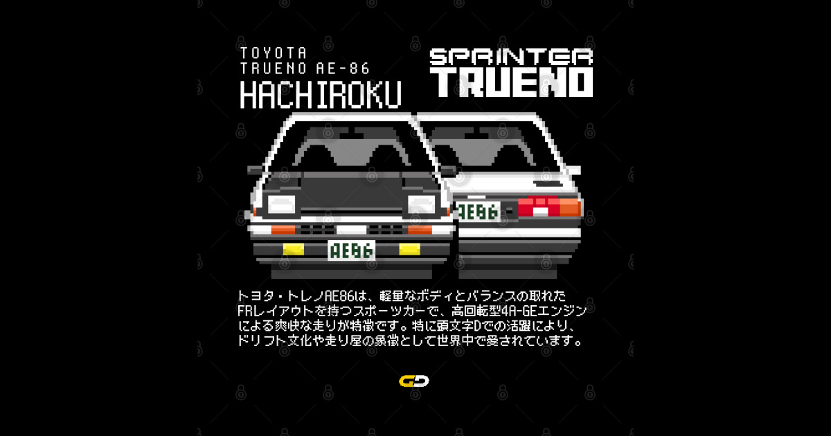 Toyota Sprinter Trueno AE86 Pixel Art Car - Ae86 - Sticker | TeePublic
