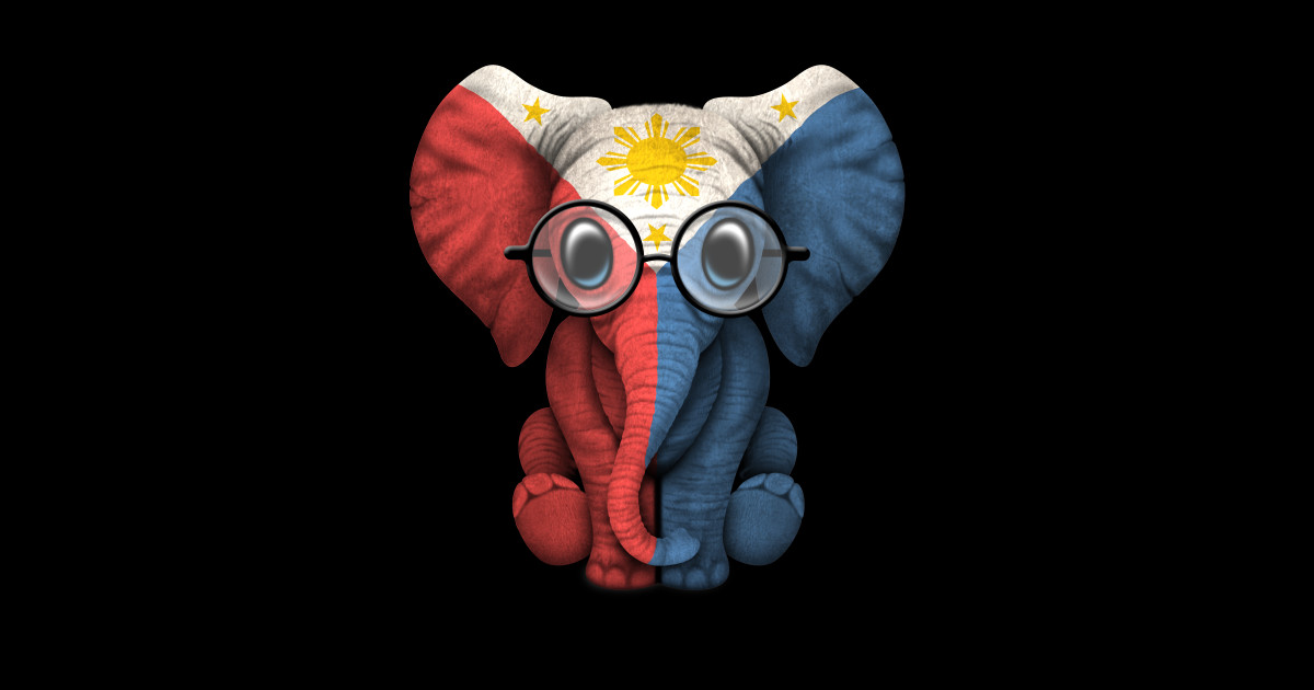 Baby Elephant with Glasses and Filipino Flag - Philippines - Sticker ...
