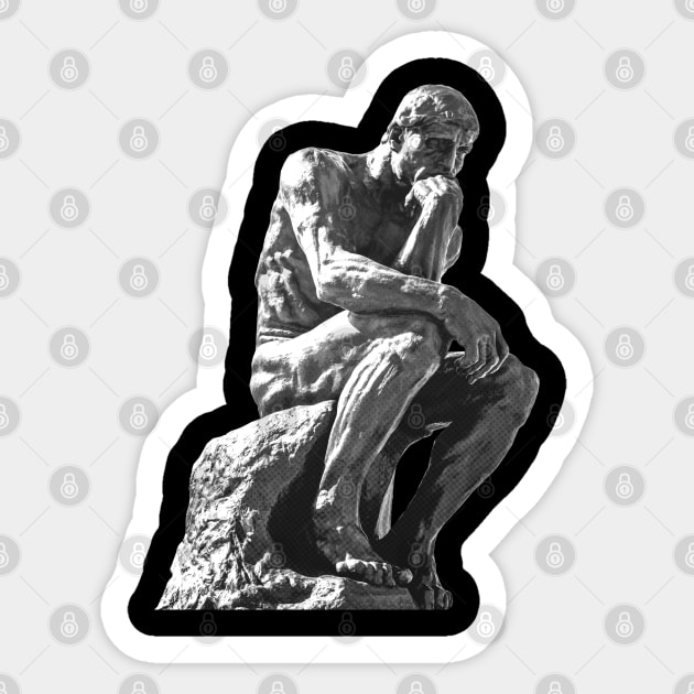 The Thinker Artwork Black and White - The Thinker - Sticker | TeePublic
