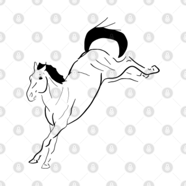 Black line art bucking horse - Lineart - Crewneck Sweatshirt | TeePublic