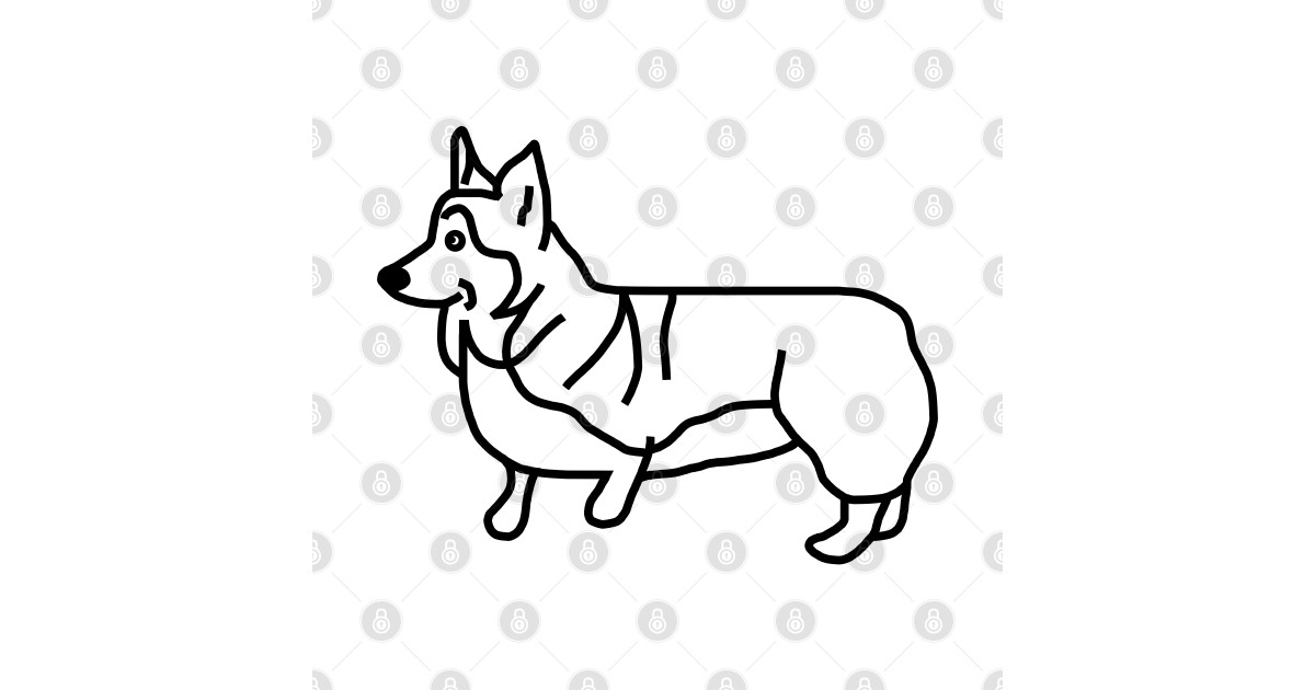 Dog Art Corgi Line Drawing - Corgi - T-Shirt | TeePublic