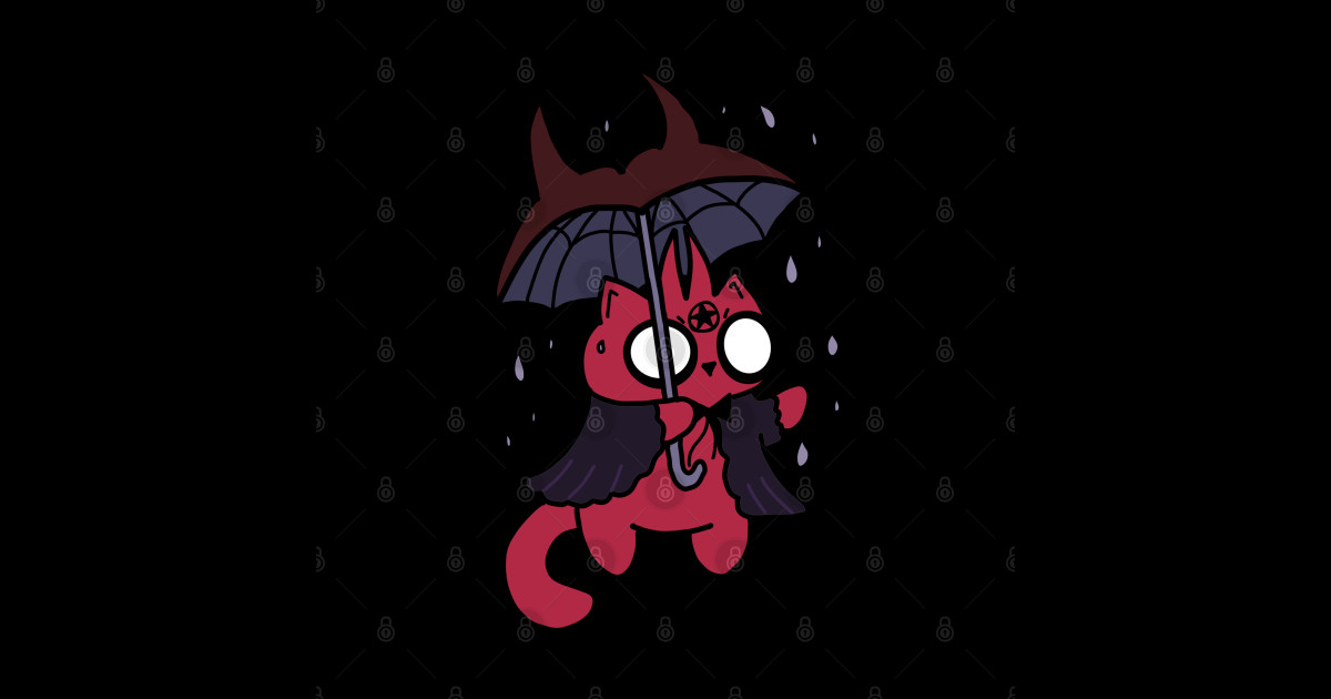 Devil Kitten With Umbrella - Devil Cat - Sticker | TeePublic