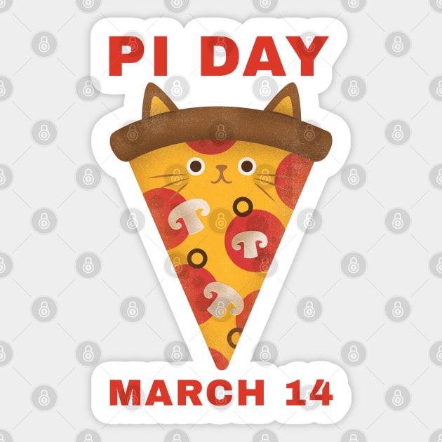 Kawaii Kitty Pizza Pi Day March 14 - National Pi Day - Sticker | TeePublic