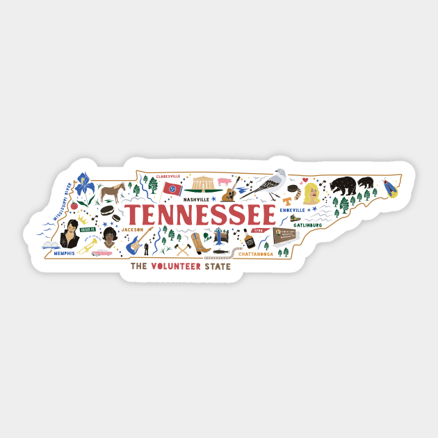 Tennessee State Illustration - Tennessee - Sticker | TeePublic