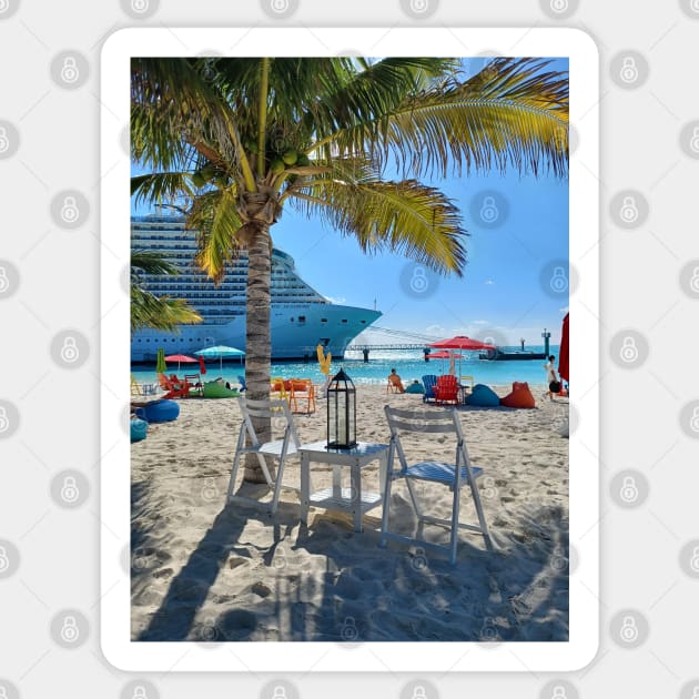 MSC Seashore docked at Ocean Cay, Bahamas - Msc - Sticker | TeePublic