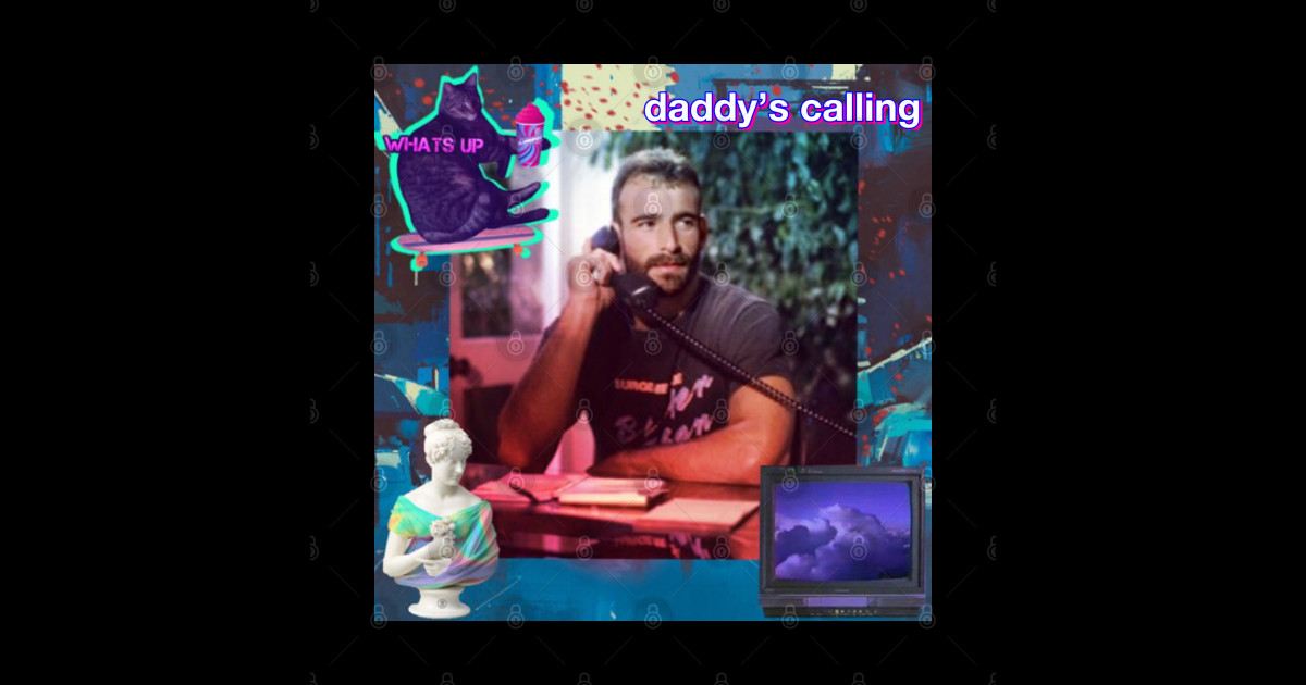 Daddy's calling - Vaporwave - Sticker | TeePublic