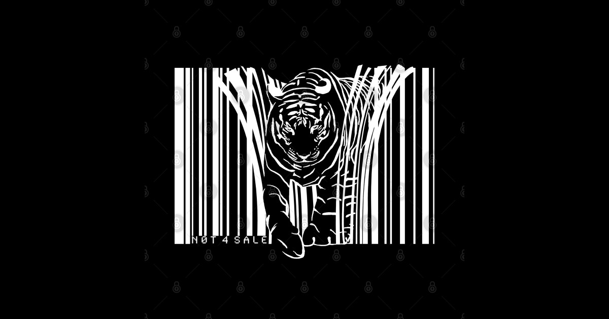 WHITE TIGER BARCODE - Tiger Art - Sticker | TeePublic