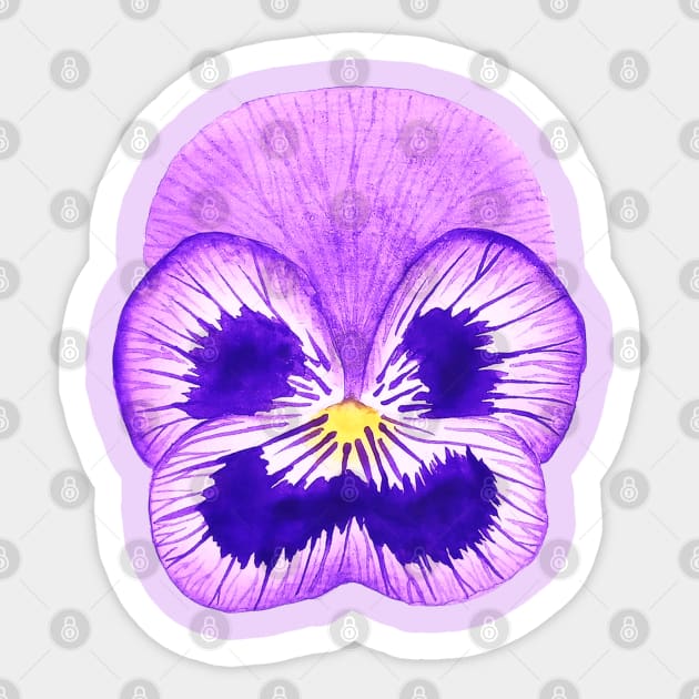 Hand painted with watercolor - violet flower. - Flower - Sticker ...