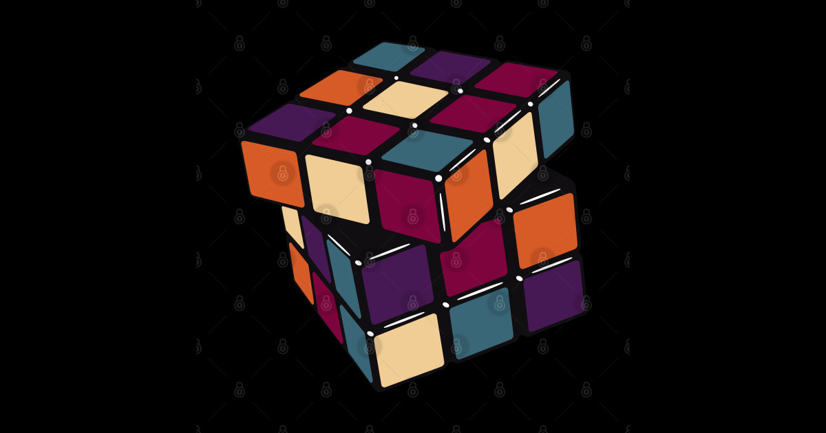 Rubik's cube in shades of retro colors - Rubiks Cube - Sticker | TeePublic