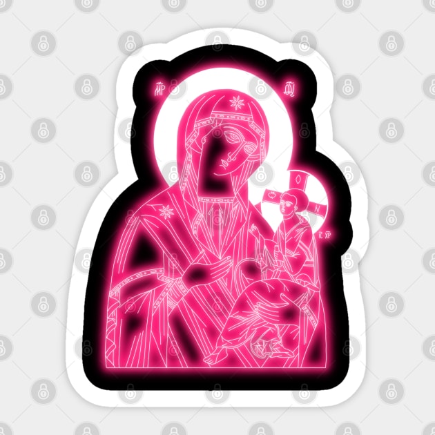Pink Neon Orthodox Icon of Virgin Mary and Jesus-Christ - Virgin Mary ...