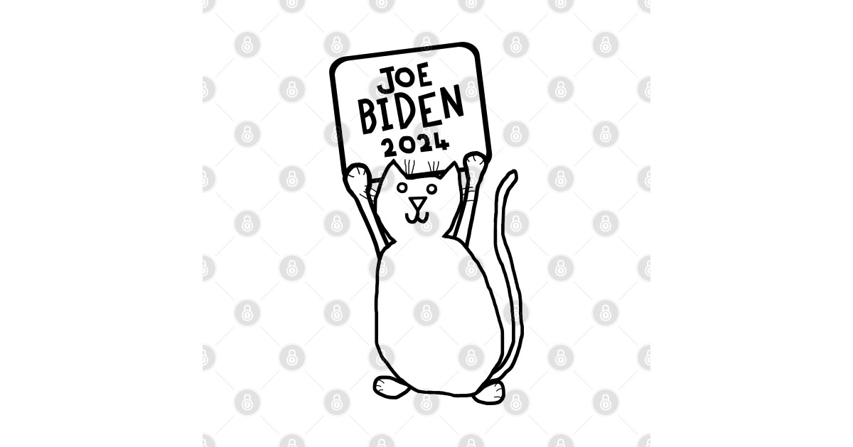 Cute Cat and Joe Biden 2024 Sign - Joe Biden - T-Shirt | TeePublic
