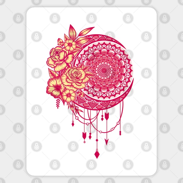 Mandala moon flower - Mandala - Sticker | TeePublic