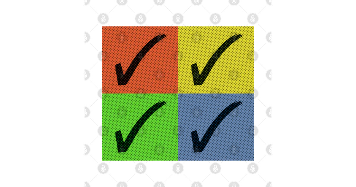 4 Black Check Marks On Red, Yellow, Green and Blue Squares - Checkmark ...