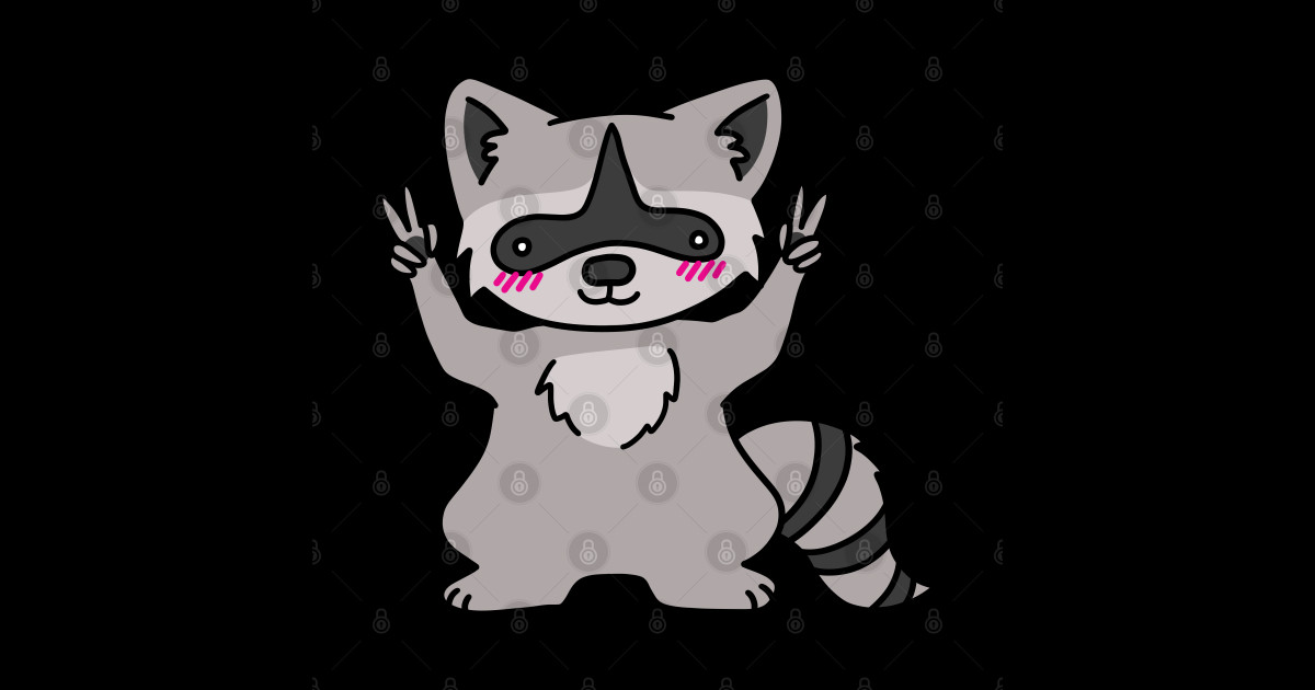 Raccoon shows peace sign - Raccoon - Sticker | TeePublic