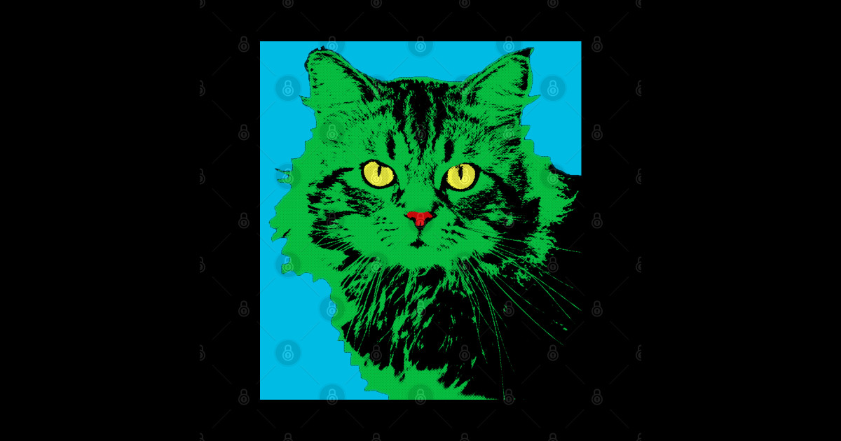 CAT POP ART, LIGHT BLUE - Cat - Sticker | TeePublic