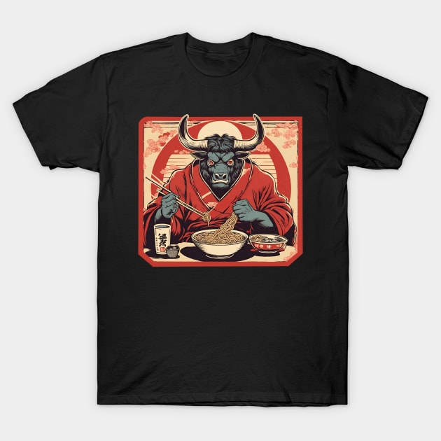 Minotaur eat ramen - Minotaur - T-Shirt | TeePublic