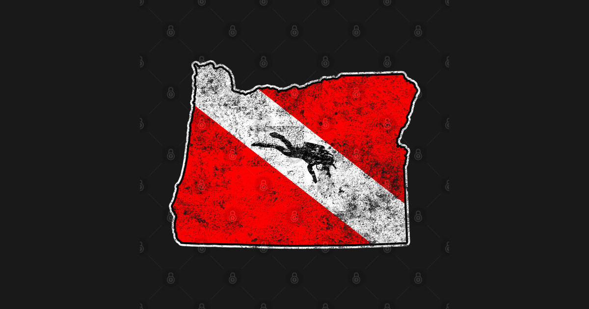 Oregon Dive Flag Scuba Diving State Map Dive Flag Distressed - Dive ...
