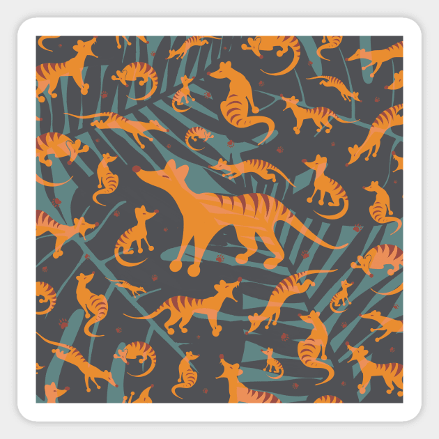 Salted Caramel Tasmanian Tigers Jungle Pattern - Tasmanian Tiger ...