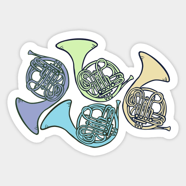 Pastel French Horns - French Horn - Sticker | TeePublic