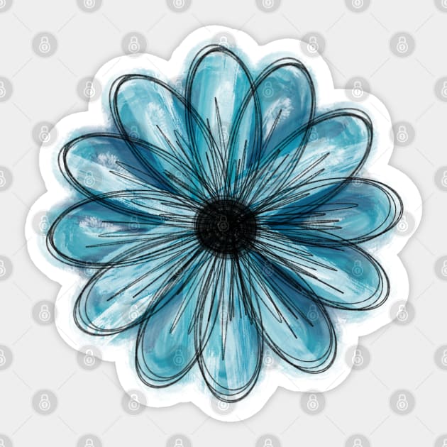 Blue Watercolor Flower - Blue - Sticker | TeePublic