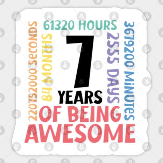 7 Years Old - Birthday - Sticker | TeePublic