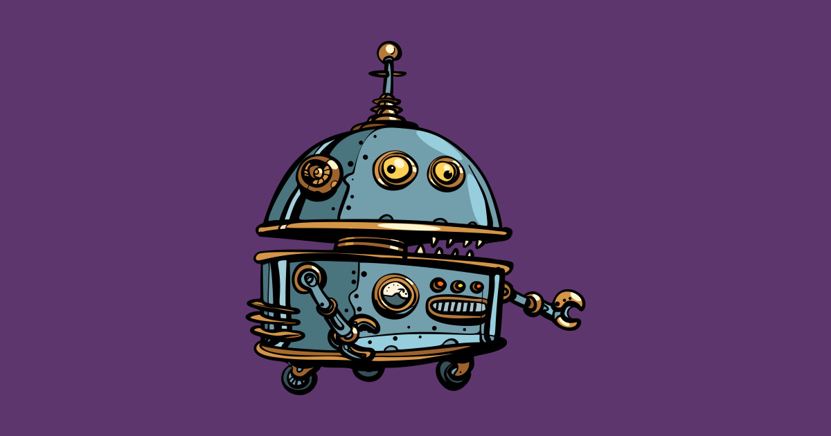 Rolling Robot Cartoon Design for Robotics Builders - Robot - T-Shirt ...