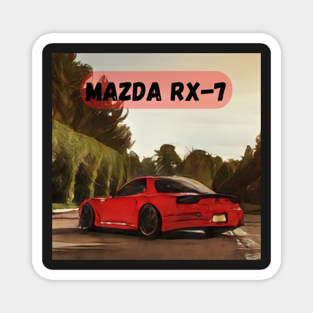 2002 Mazda RX-7 - Cartoon Design - Mazda - Magnet | TeePublic